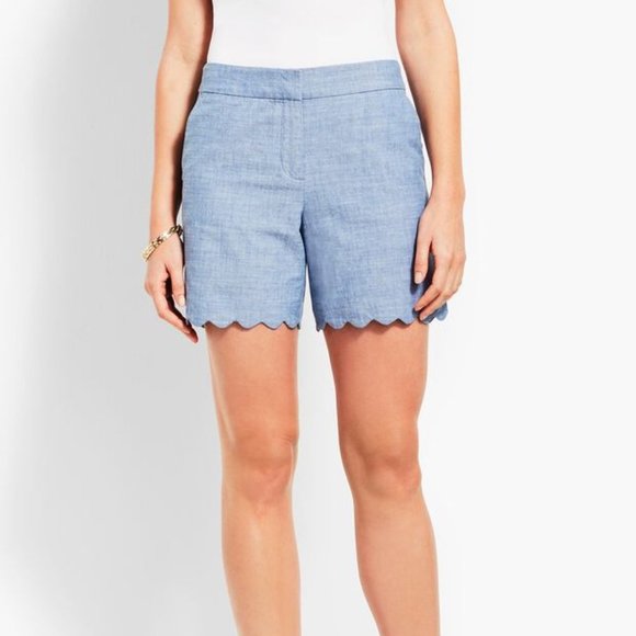 Talbots | Shorts | Talbots Chambray High Waist 5 Scalloped Shorts Size ...